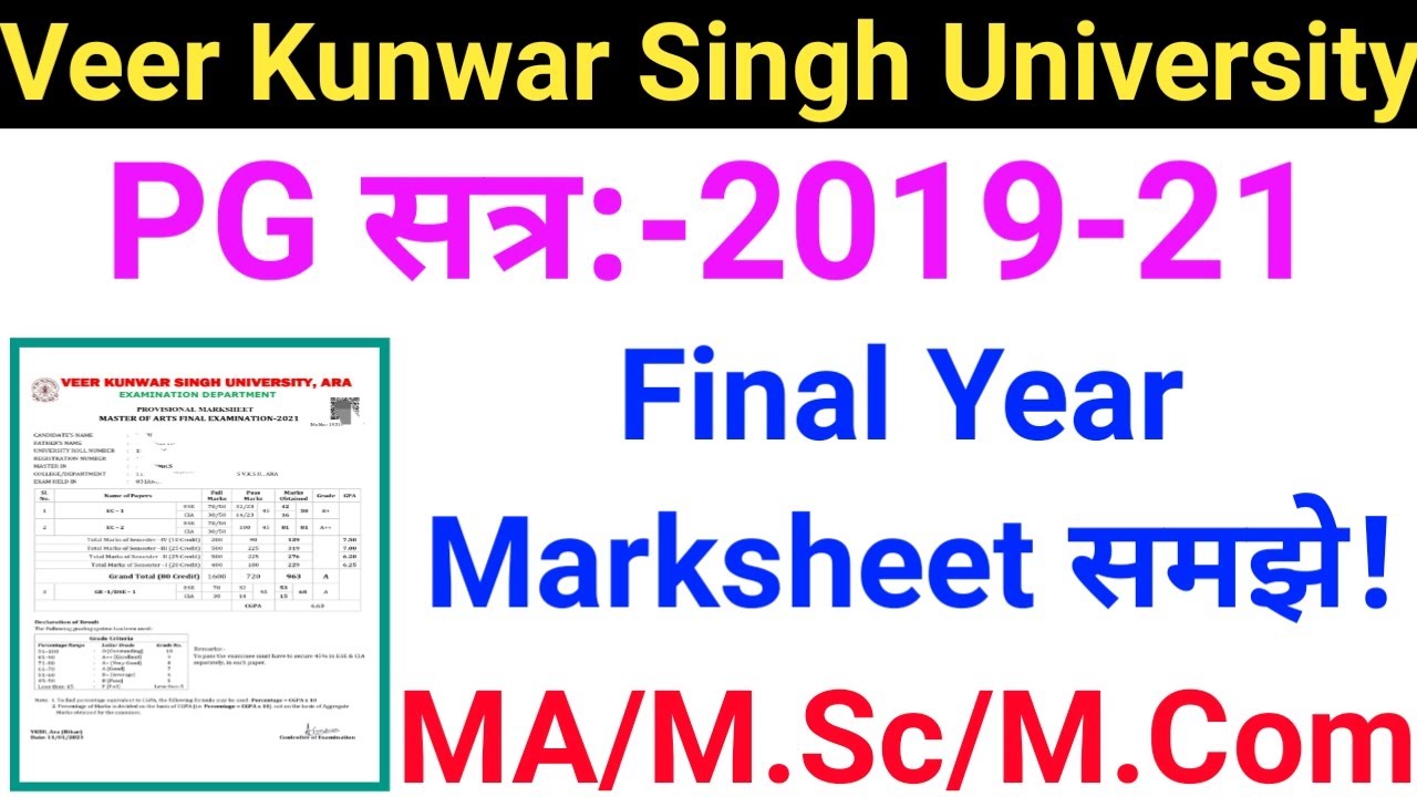 PG Final Year Marksheet 2023 | M.A/M.Sc/M.Com Final Marksheet समझे | PG ...