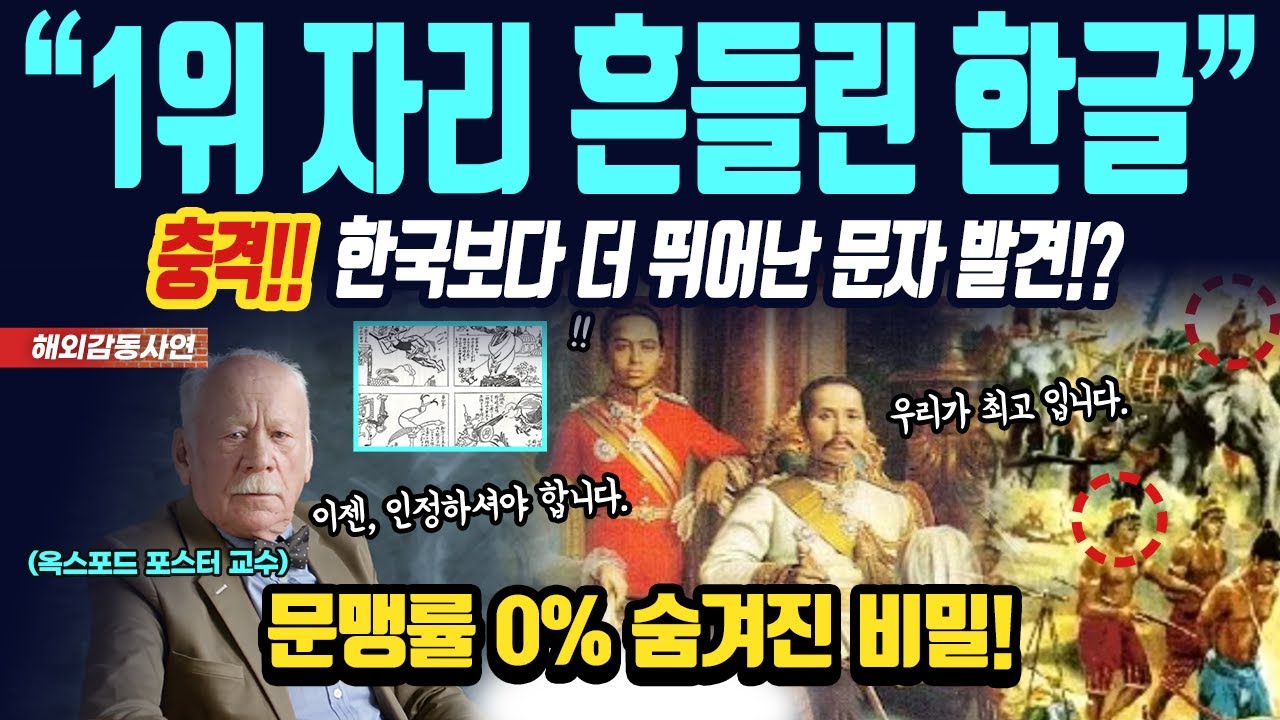 해외감동사연 세계 1위 자리를 빼앗길 위기에 처한 우리의 한글 한글보다 뛰어난 문자가 존재한다고 전 세계가 경악