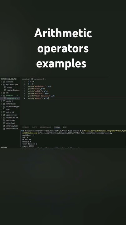 Arithmetic operators examples in python #coding #pythonforbeginners #pythontutorial # ...