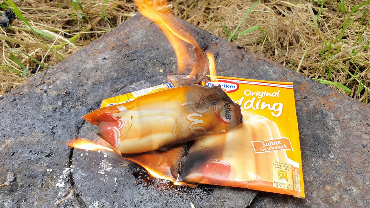 Burning & Fire puding dr oetker,fire test - YouTube