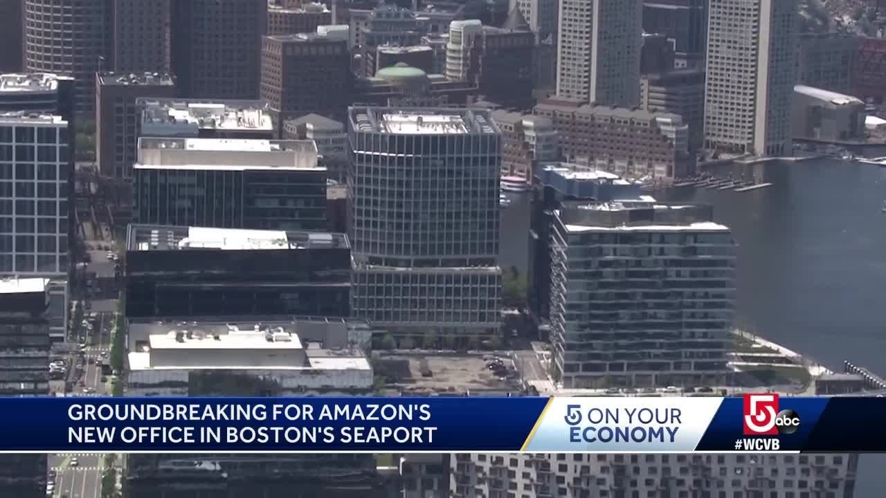 Amazon breaks ground on new office tower in Seaport - YouTube