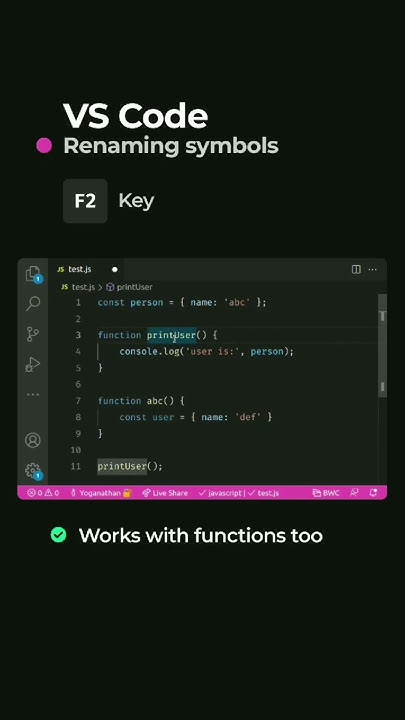 💻🔍 VS Code Renaming Symbols: Effortless Coding! 🔍💻||#shorts #fyp #video #coding #video # ...