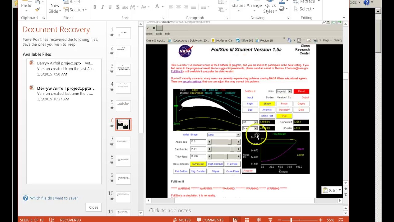 1 Airfoil project using NASA foilsim software - YouTube
