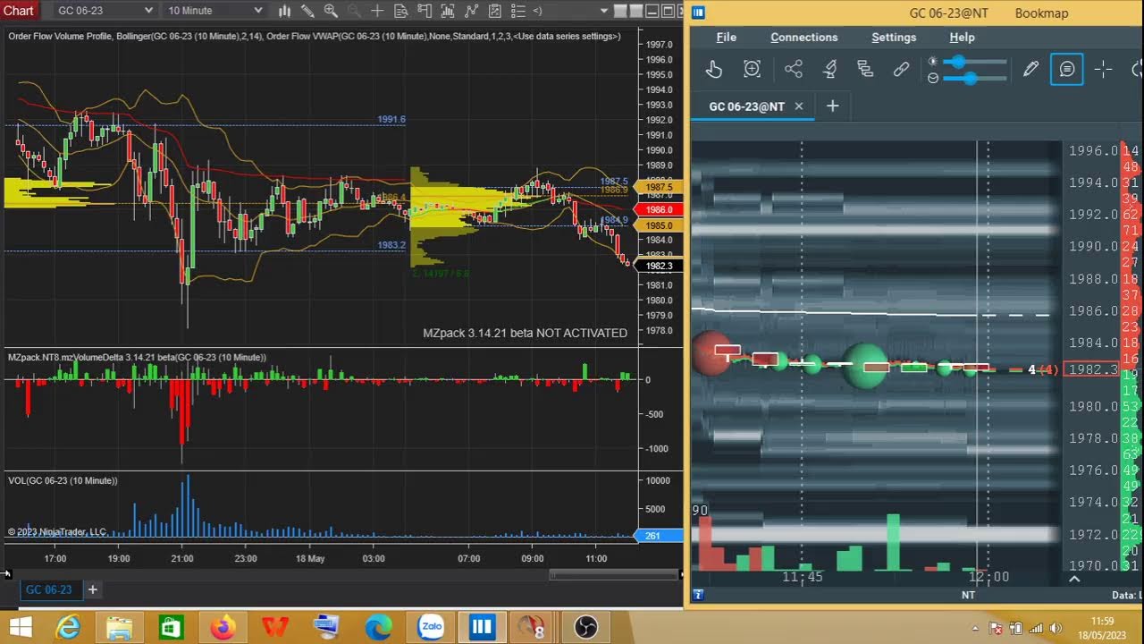 LIVE HEATMAP/ BOOKMAP GOLD XAUUSD - NINATRADER - FOOTPRINT - 05/18 ...