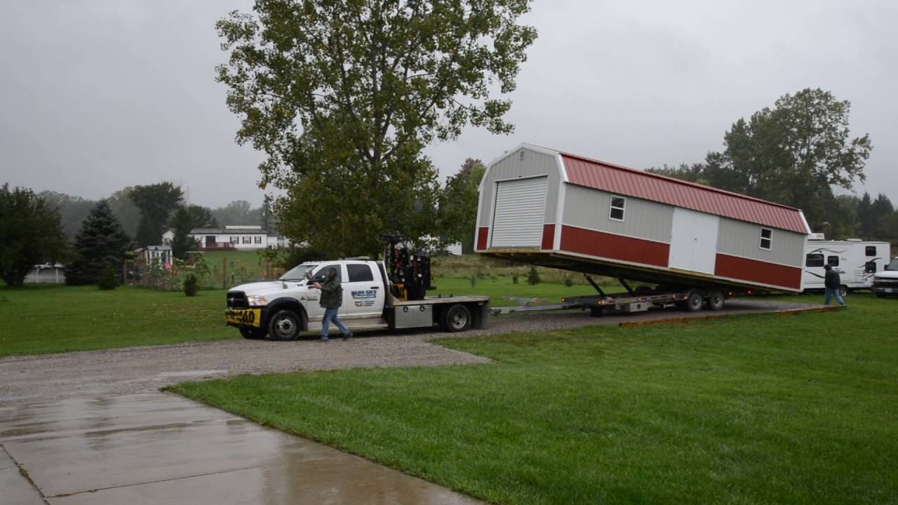 Shed delivered 14x36 - YouTube