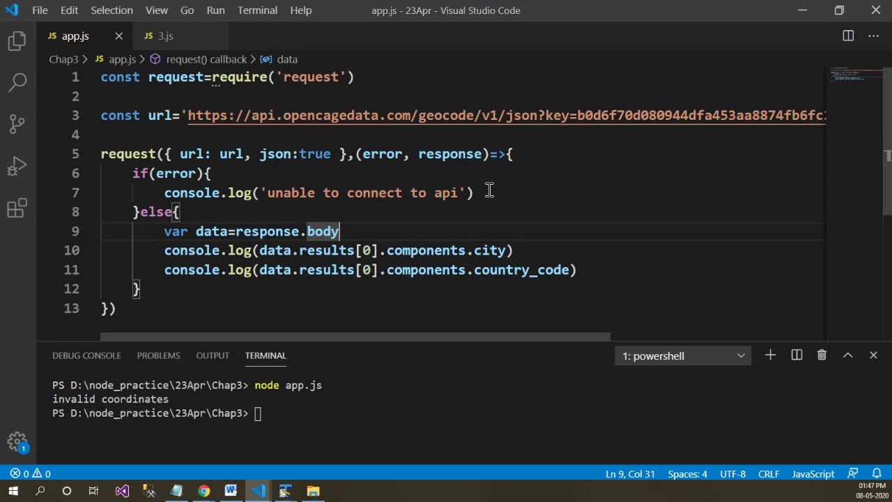 API response 400 in Node js - YouTube