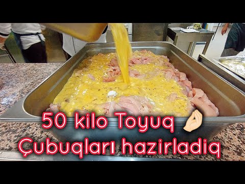 Toyuq çubuqları hazırlanması! 😳50 KILO (Bütün sirrləri ilə KFC necə hazırlanır? ( Chicken recipes )
