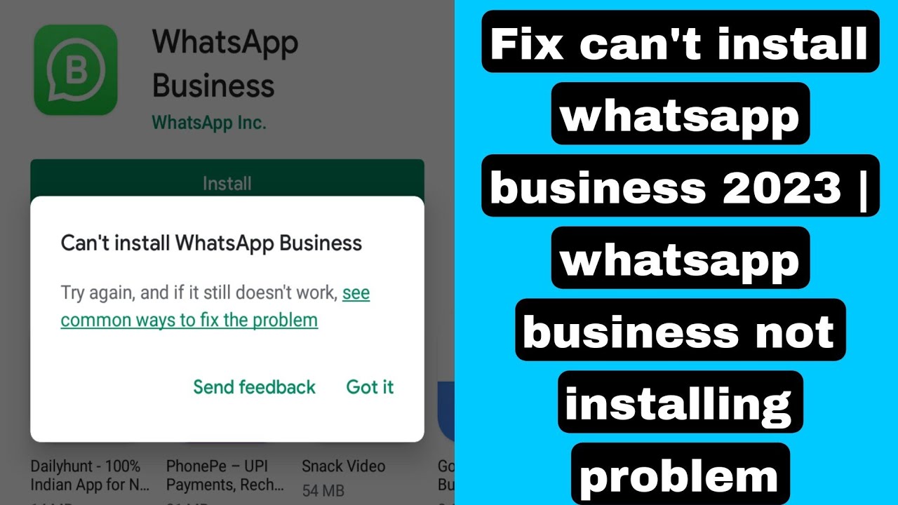 how to fix can't install whatsapp business 2023 | whatsapp business not ...