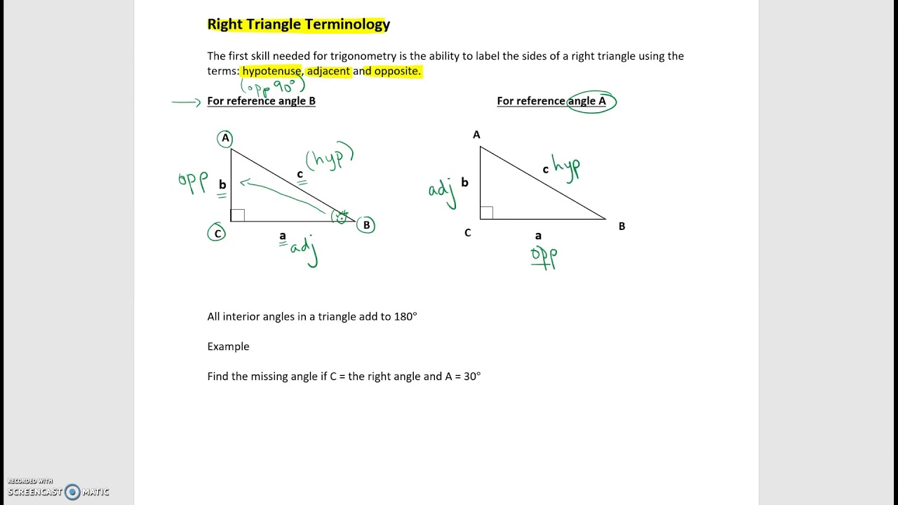 Right Triangle Terminology - YouTube