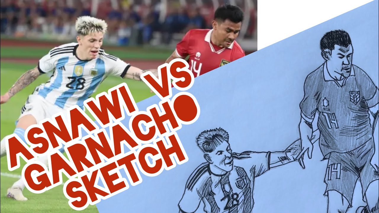 ASNAWI VS GARNACHO SKETCH #timelapse #sketchtime #drawing #art #redraw ...