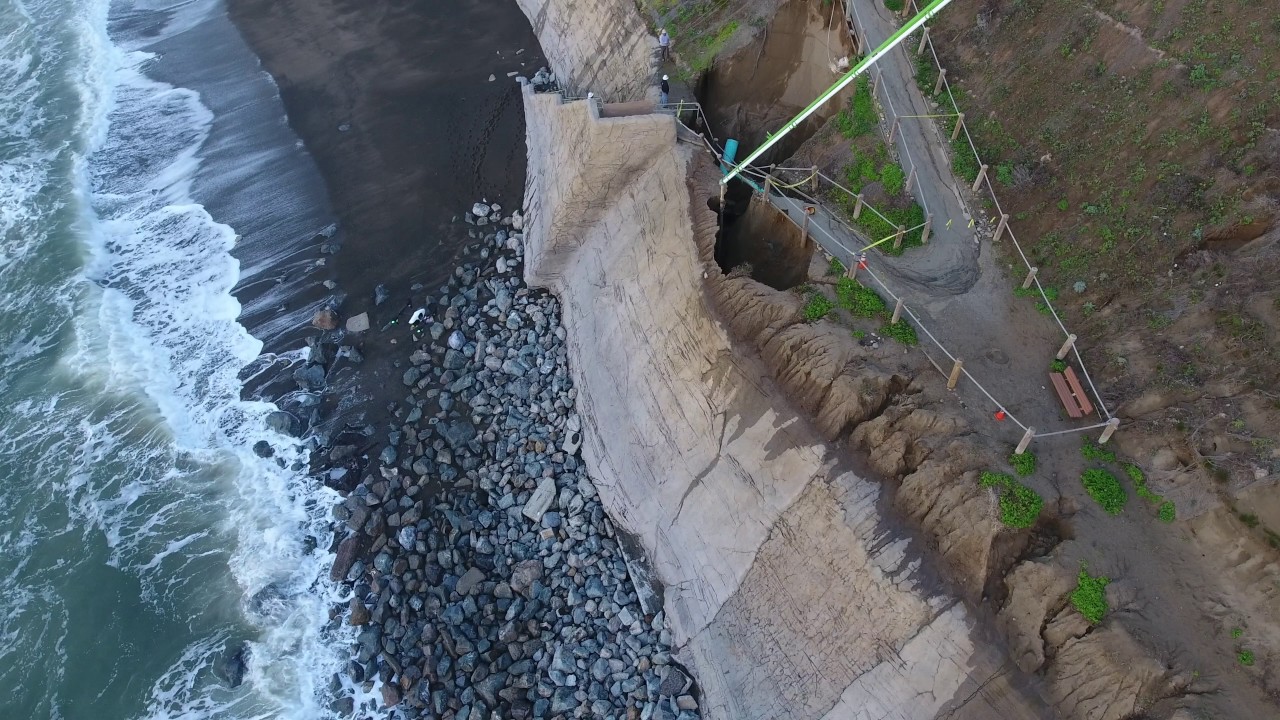Pacifica Erosion, Esplanade Beach Sinkhole - YouTube