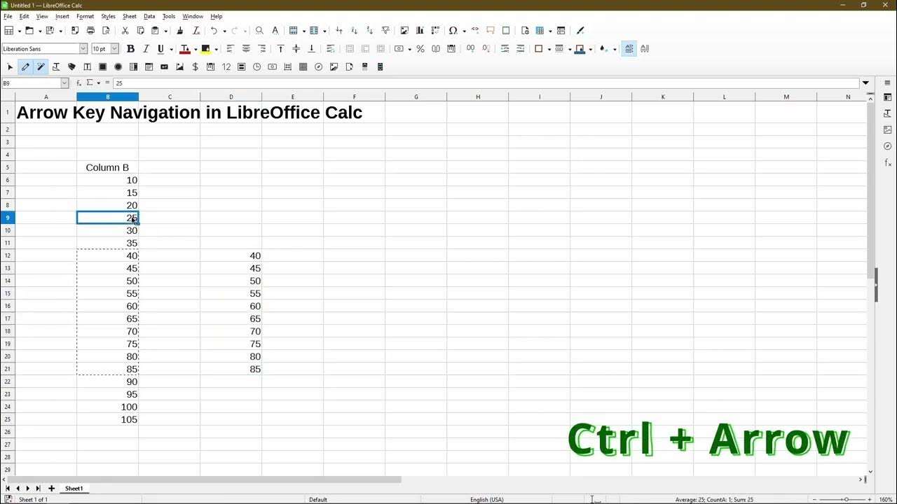 Using Arrow Key Navigation in LibreOffice Calc - YouTube