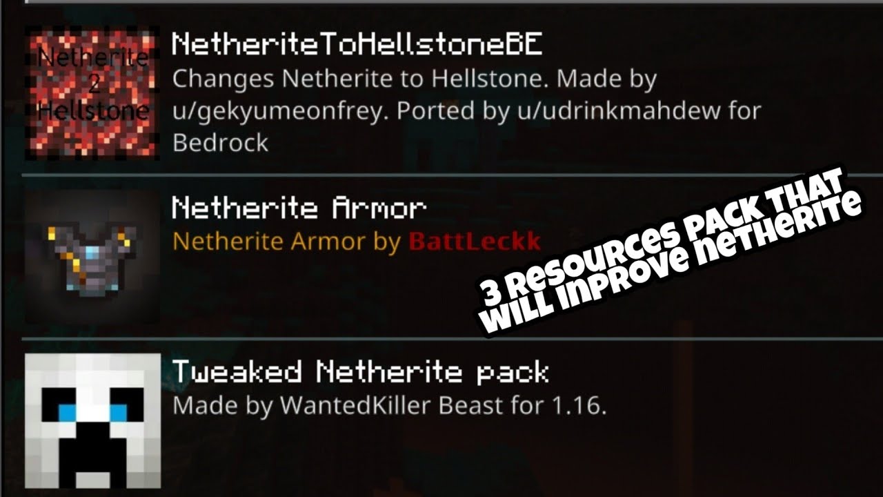 3 resources pack for netherite... I guess (minecraft) - YouTube