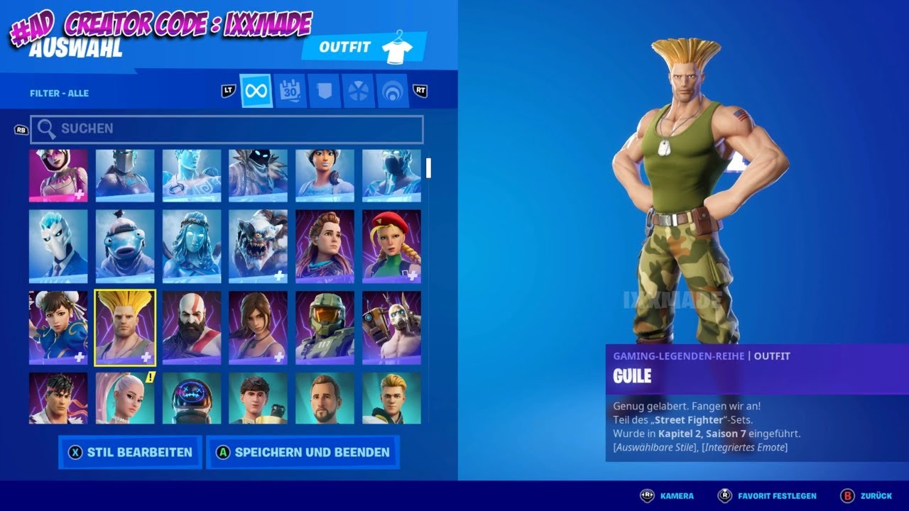 GUILE | GAMING-LEGENDEN-REIHE | OUTFIT | SKIN | FORTNITE | FNSIDE - YouTube