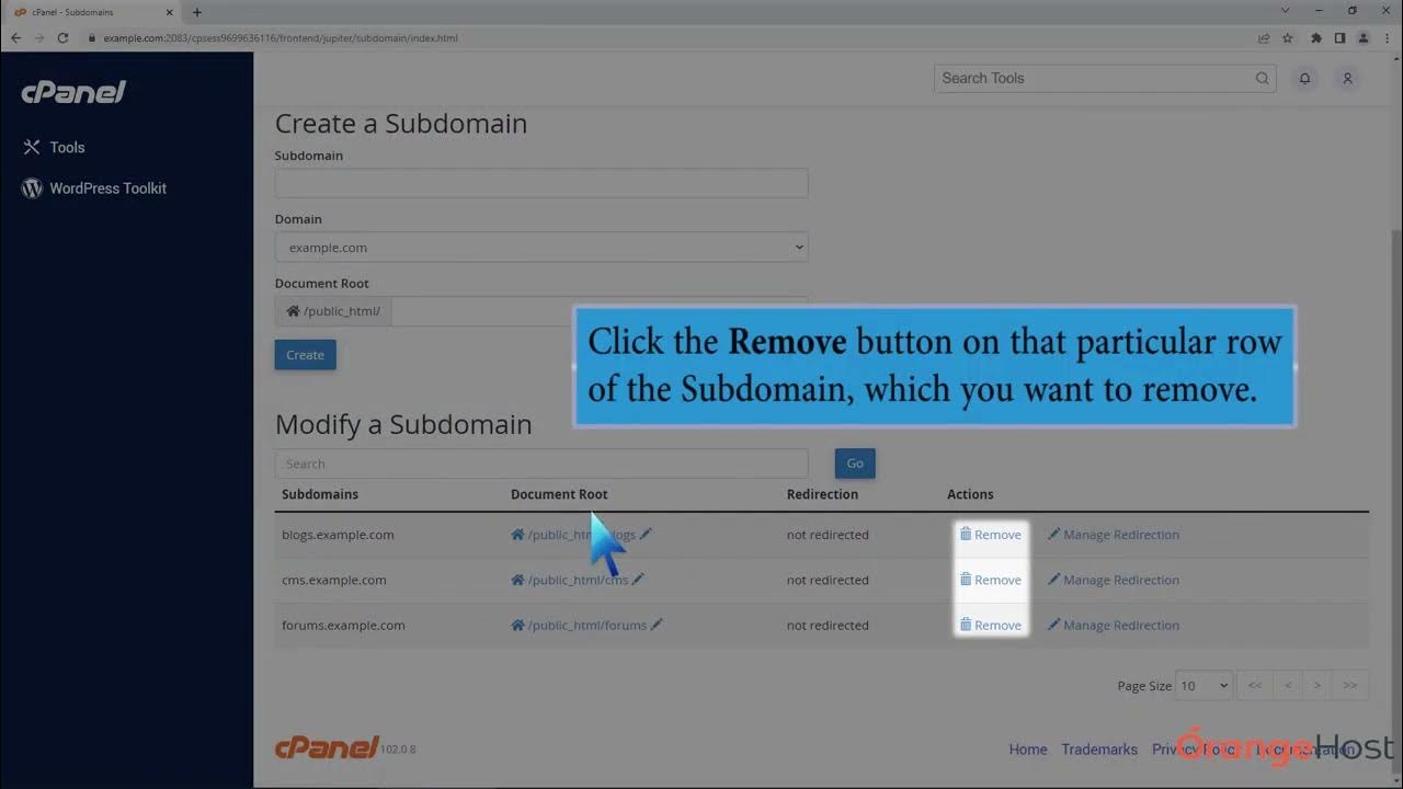 How to Remove a Subdomain in cPanel with OrangeHost - YouTube