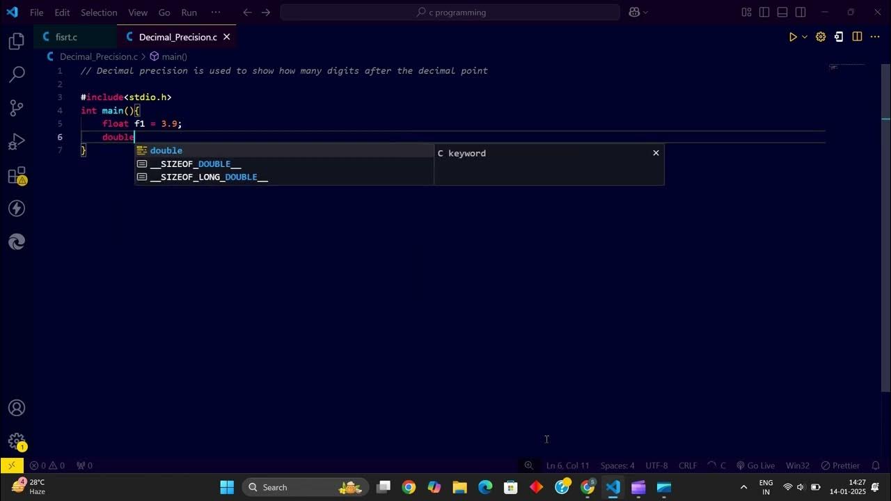 Decimal Precision in C programming language #code #cprogramming - YouTube