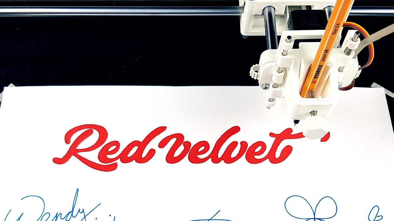 Drawing Red Velvet logo and signatures by CNC Draw Robot - YouTube