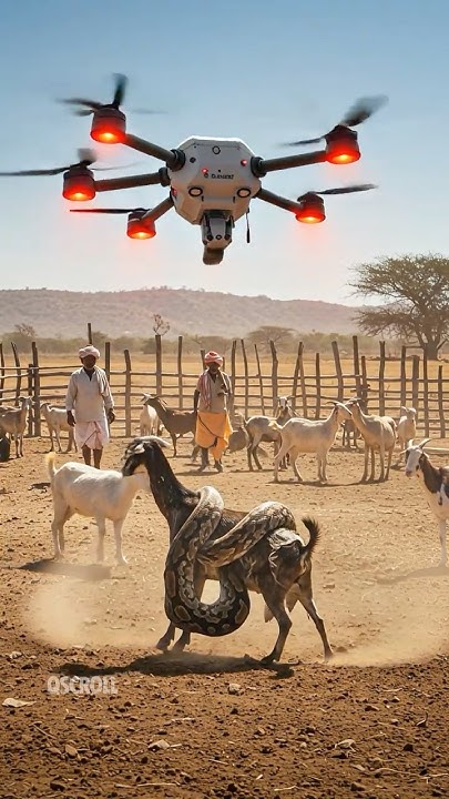 Python Attacks Goat! Drone Races to Save It ! #villagelife#smartfarming ...