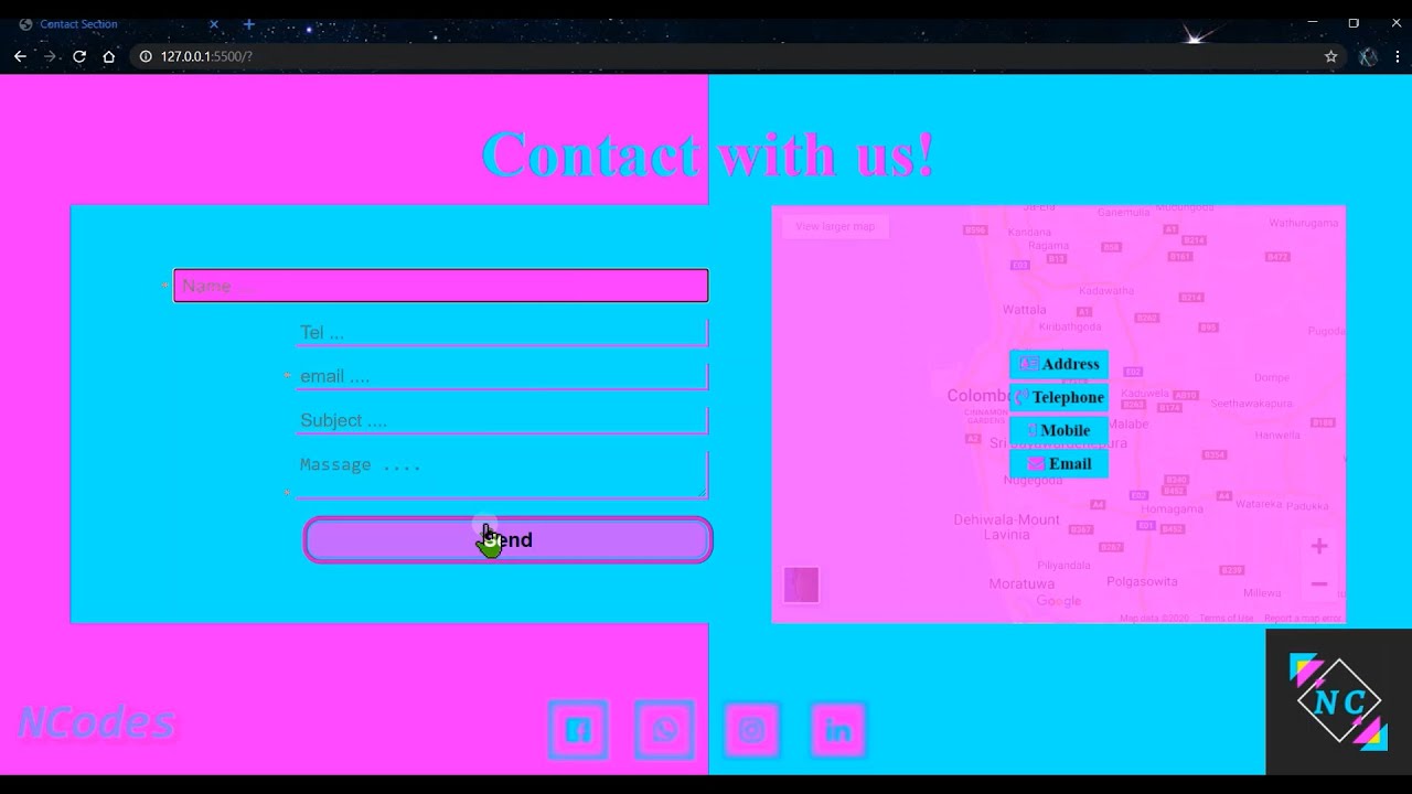 Animated Contact Us Section With Map - part 02 HTML CSS vid-08 - YouTube