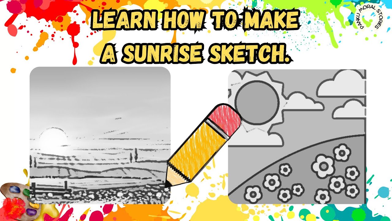 A sunrise sketch drawn for Kids & Toddlers | Basic drawings challenge ...