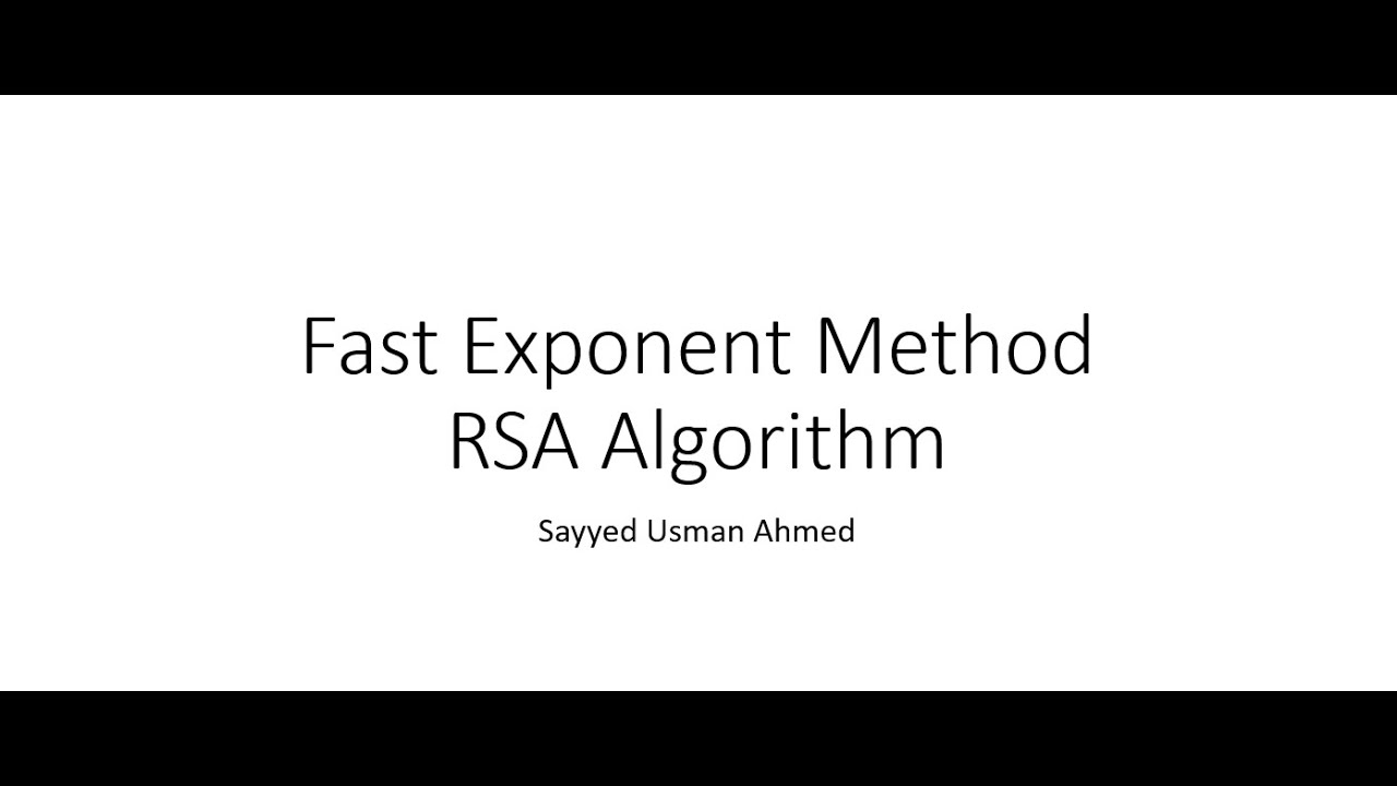 RSA using Fast Exponent Method - YouTube