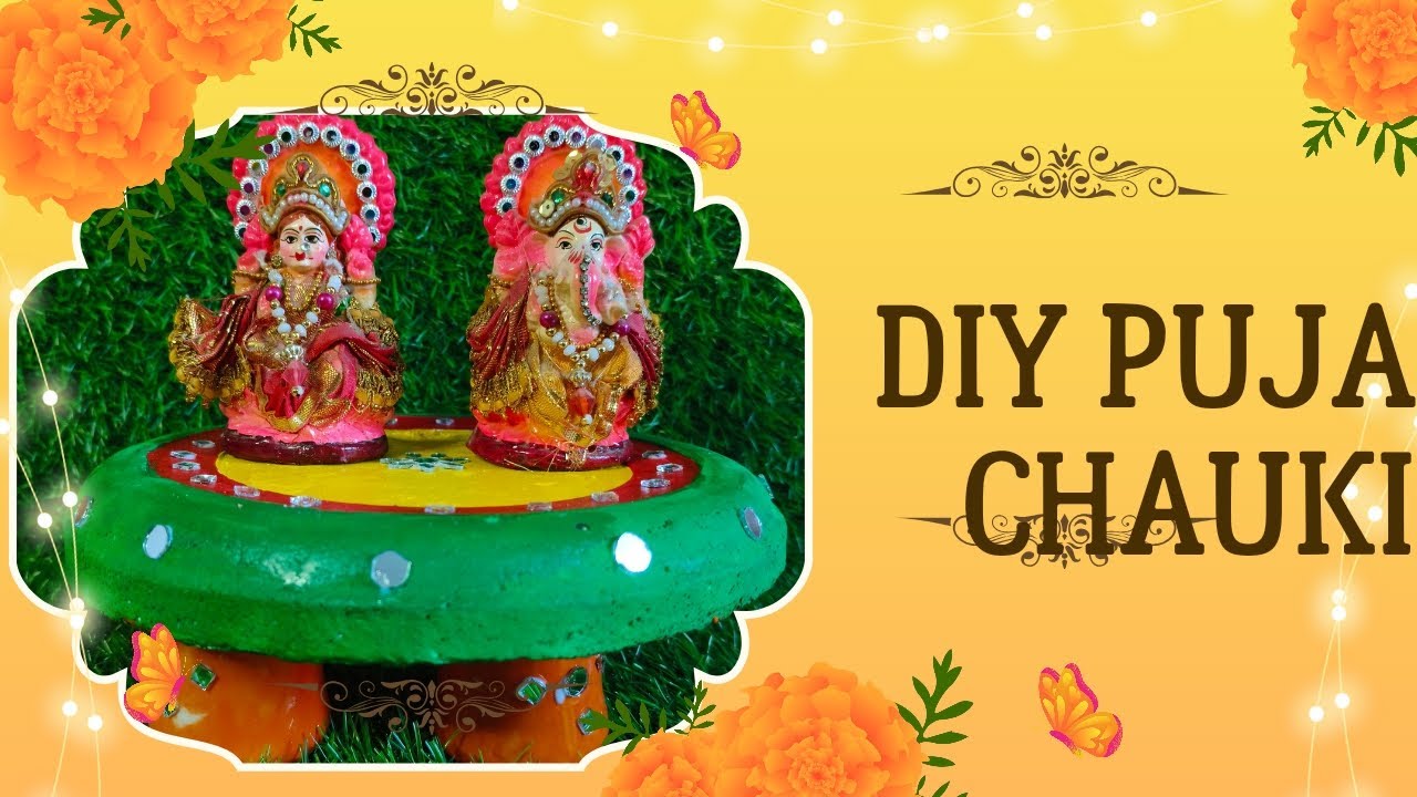 diy Puja chauki at home || cement,thali or heeng ki dibbi s bnaye Puja ...
