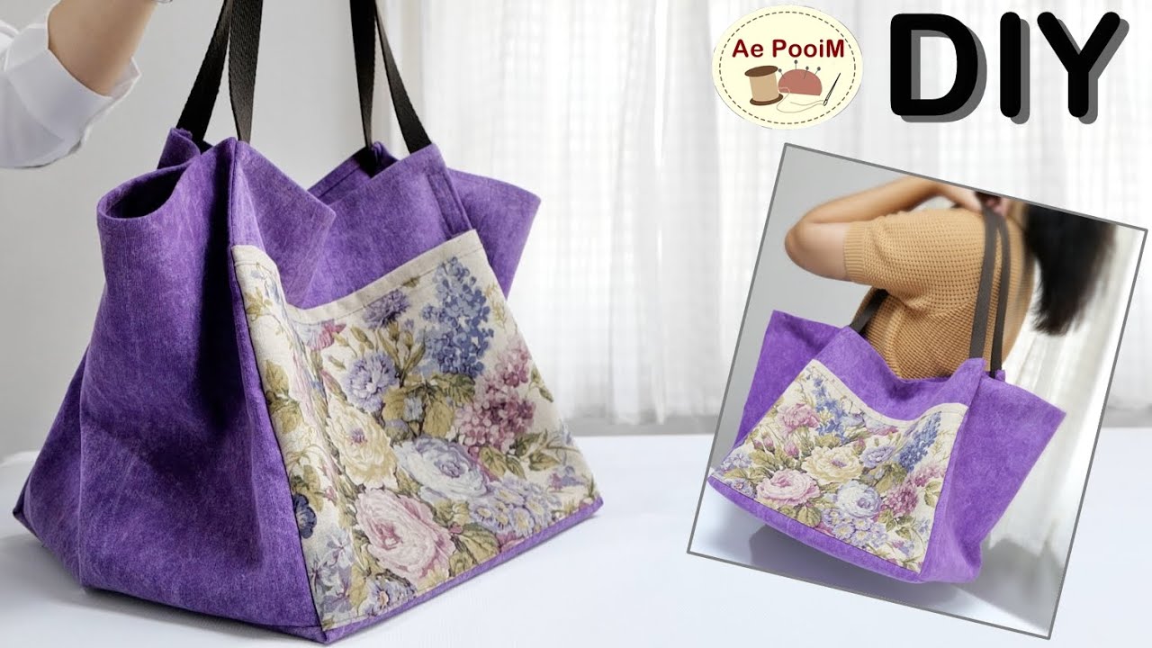 Easy sewing without lining! DIY a large shopping bag, even a beginner ...