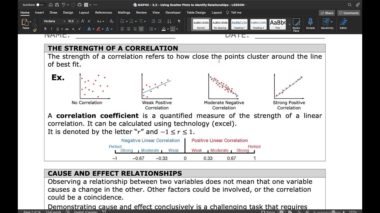 MAP4C - 3.2 - Using Scatter Plots to Identify Relationships - VIDEO - YouTube