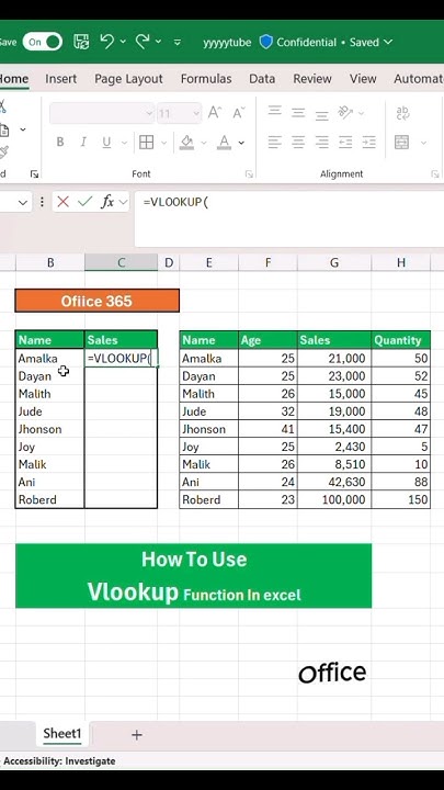 How to Use Vlookup In Excel 🤔 #excel #vlookup #excelshorts #exceltips #vlookupfunction # ...