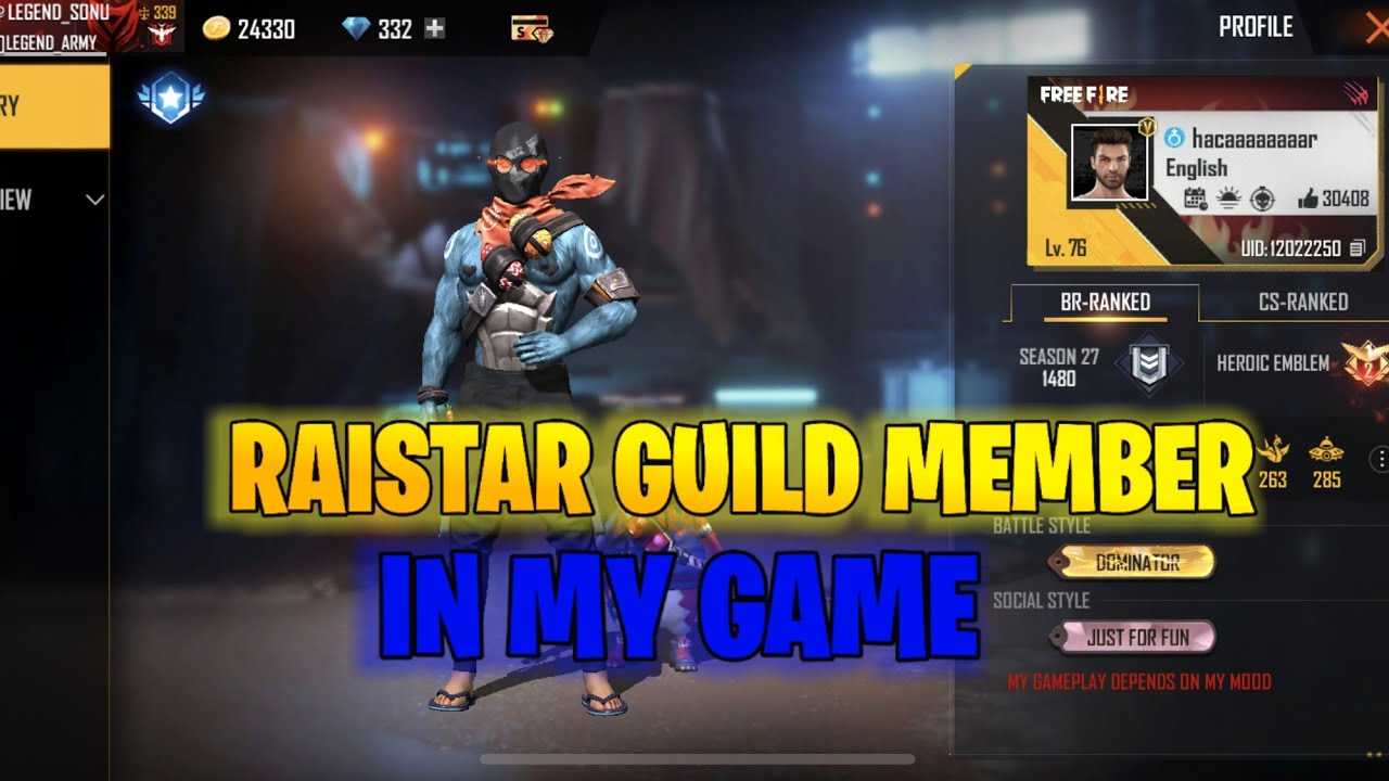 Raistar Guild Memeber In My Game 😍 | raistar in my game | awara guild ...