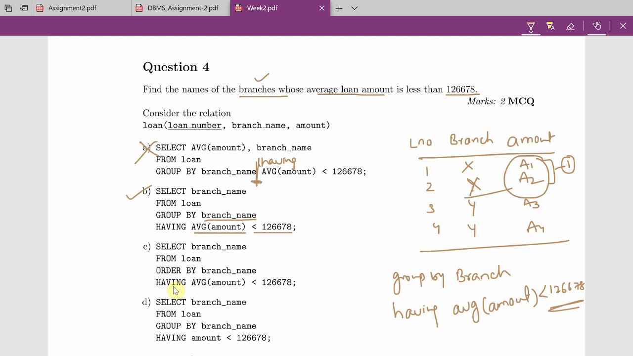 11 Nptel Week2 July 2019 Dbms Assignment Questions And Its Detailed Solutions Youtube