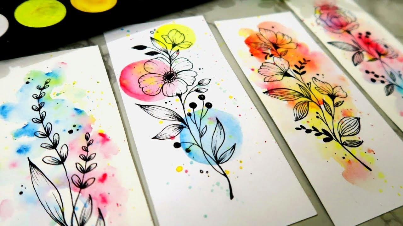 Floral drawing ideas with Watercolors|Botanical print| Floral Line Art ...