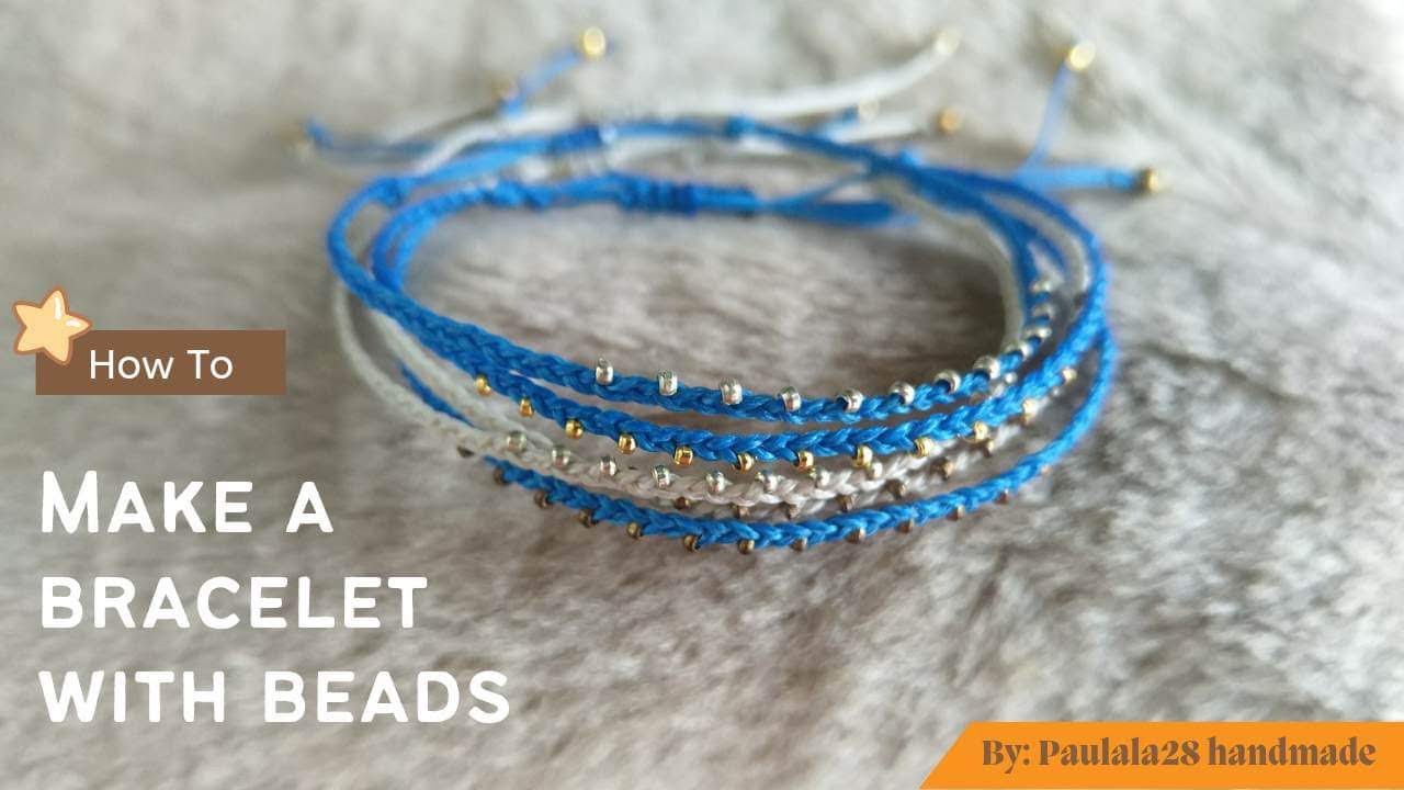 How to make easy lovely bracelet from thread and beads - YouTube