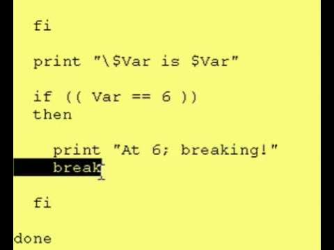 Intro To Korn Shell - Lesson 13a - break & continue w/i loop - YouTube
