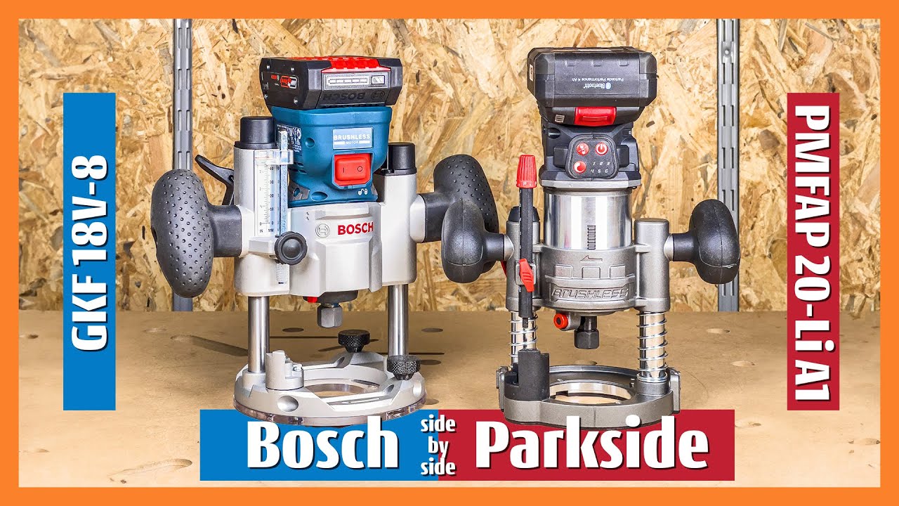 Bosch GKF 18V-8 Side by Side Parkside PMFAP 20 Li A1 Cordless Routers # ...