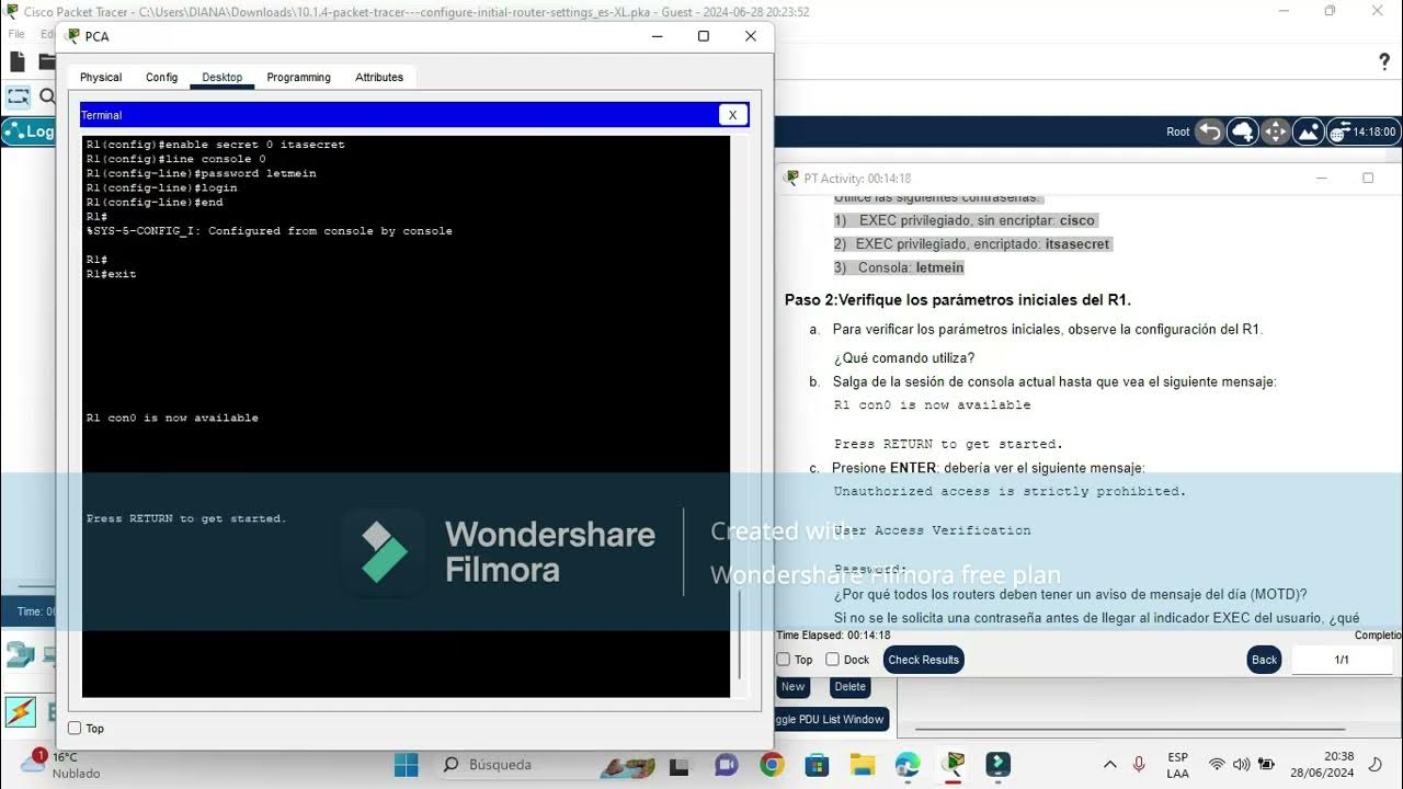 10.1.4 Packet Tracer Configuracion inicial del router - YouTube