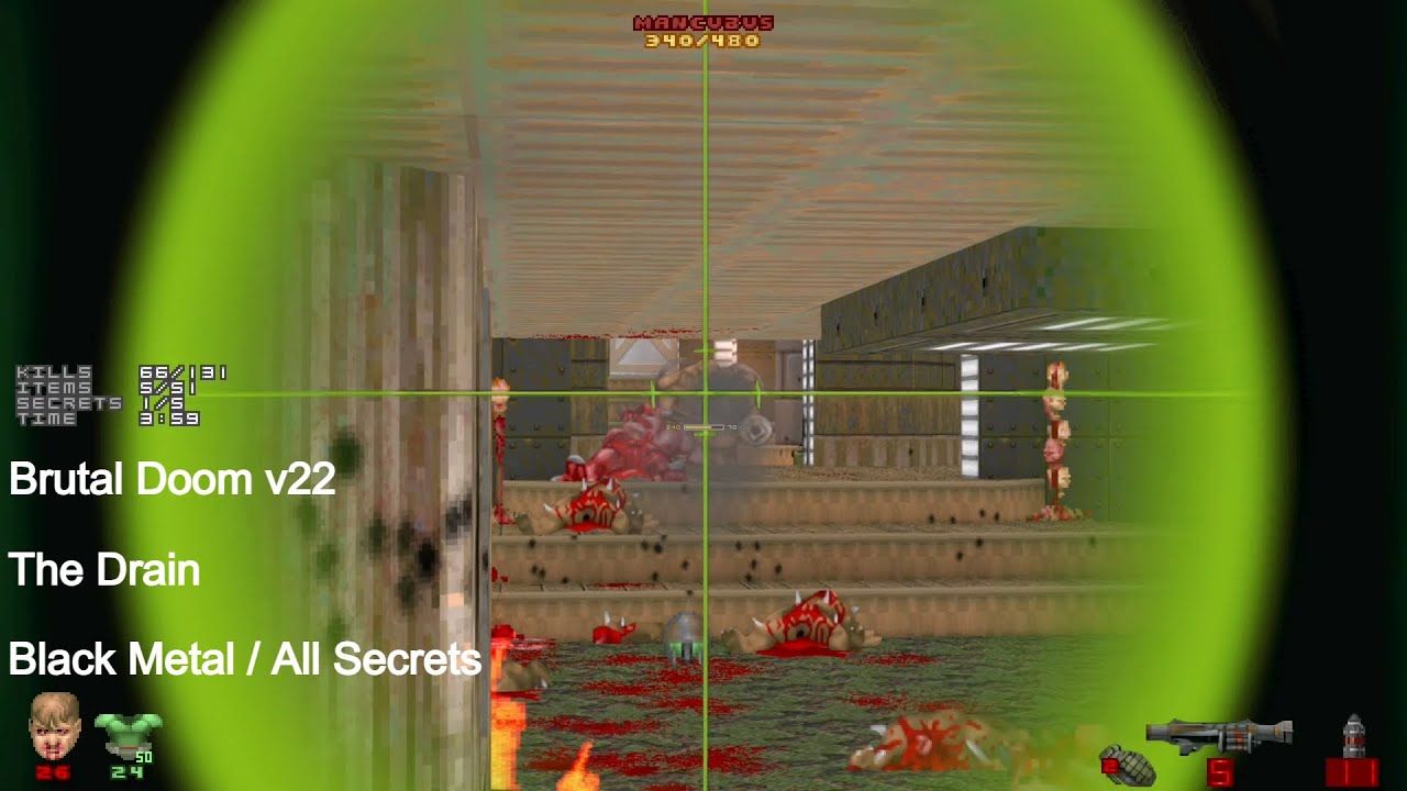 Brutal Doom v22 - The Drain (All Secrets) - YouTube