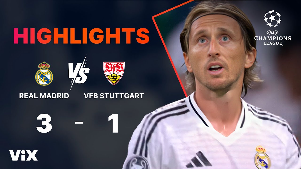 Real Madrid vs. VfB Stuttgart - Game Highlights | UEFA Champions League ...