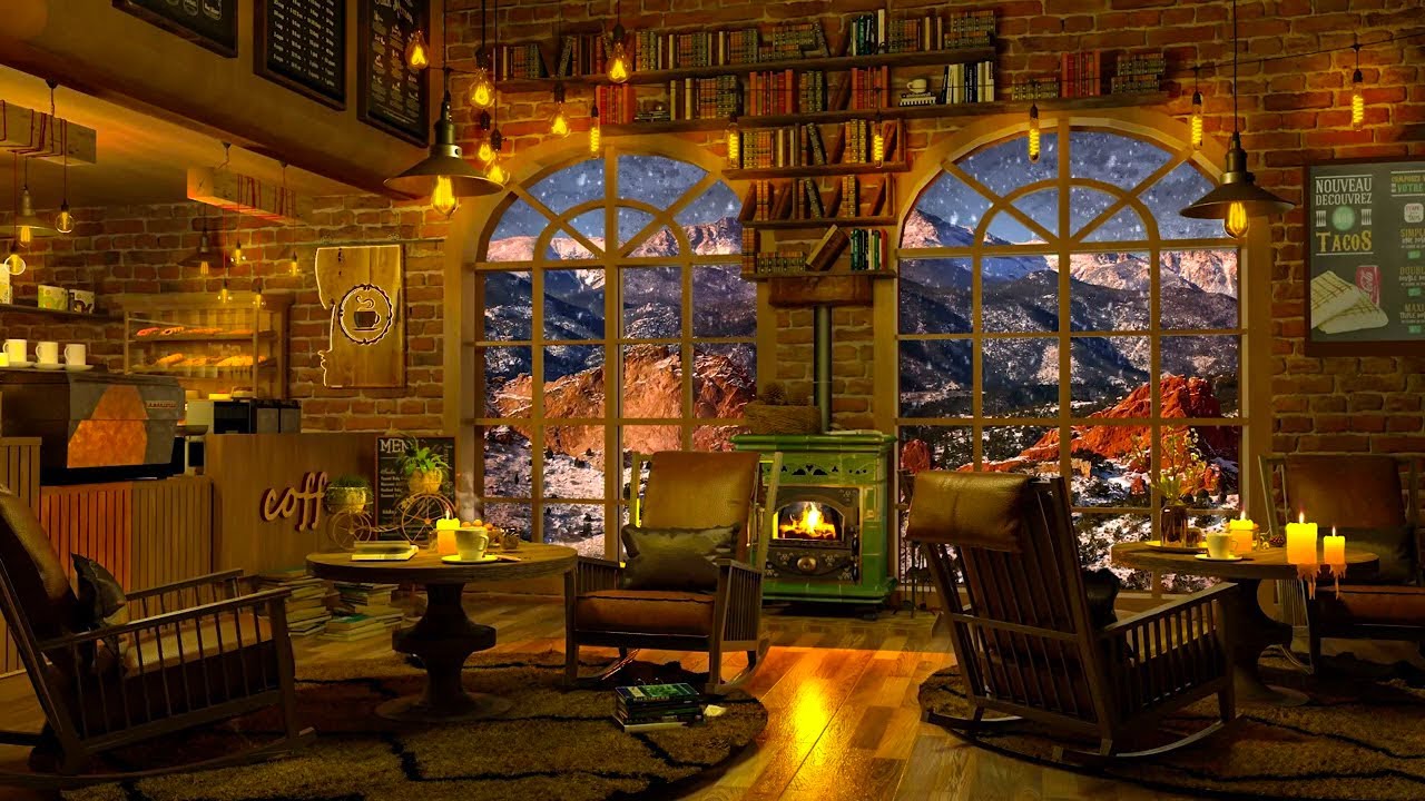 Cozy Winter Atmosphere In Cafe - Relaxing Sounds / Fireplace ...