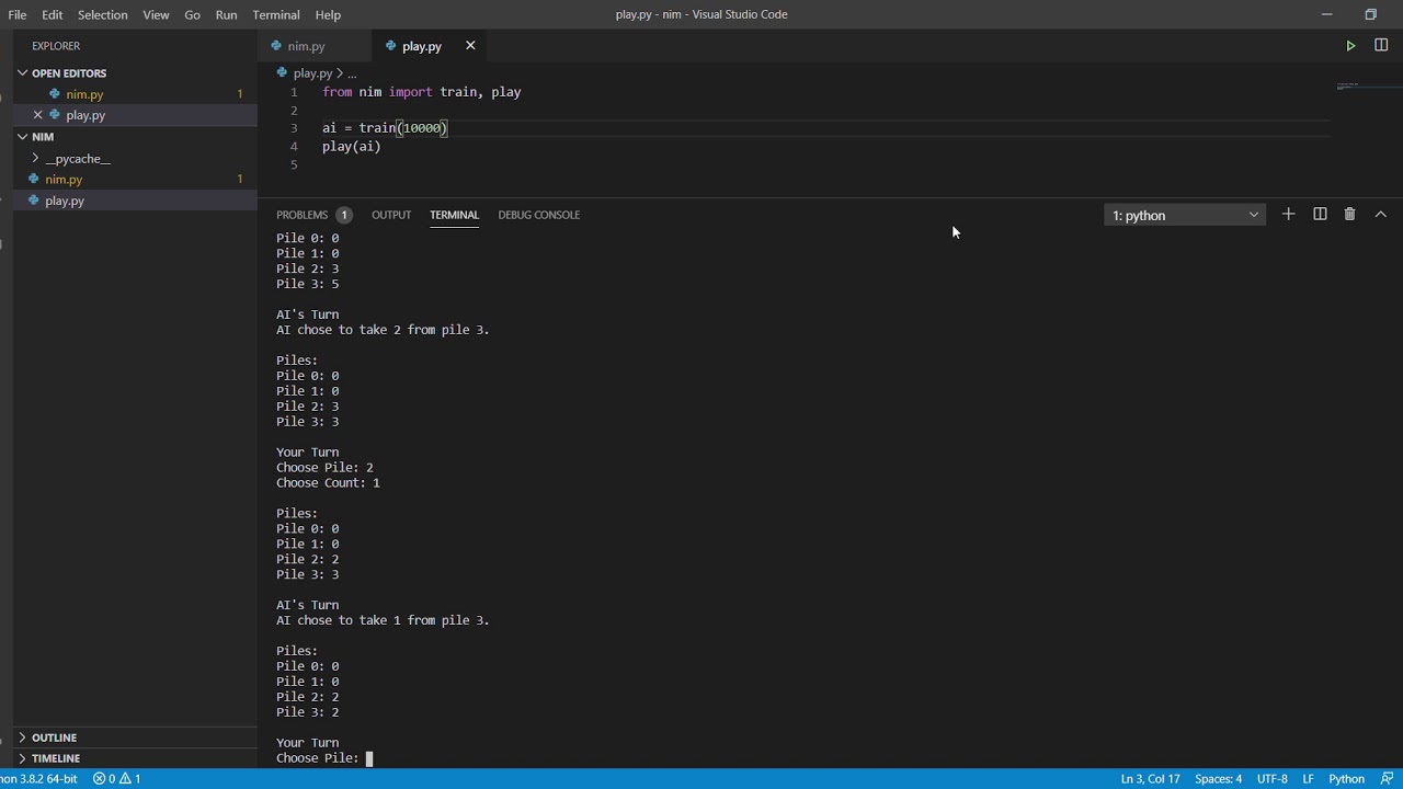 Cs50 Ai Project 4 Nim Youtube