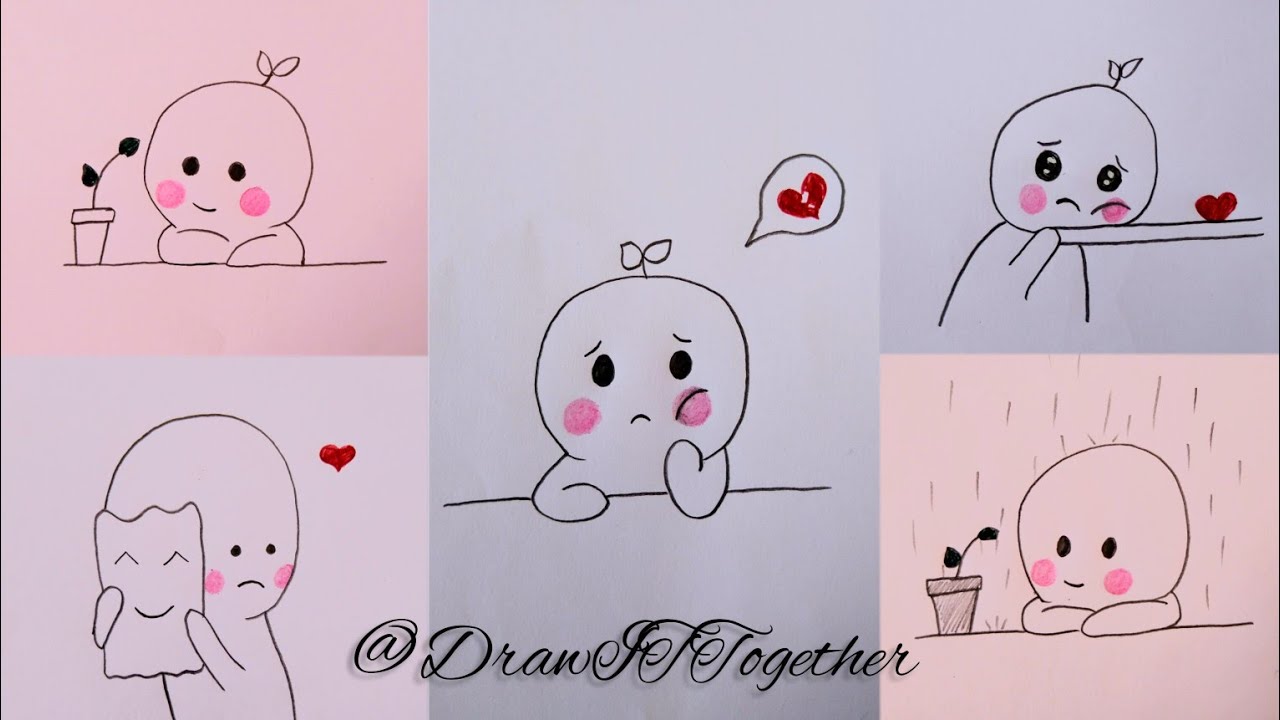 How to draw Cute Stickers ️Very easy drawing step by step ¦ How to draw ...