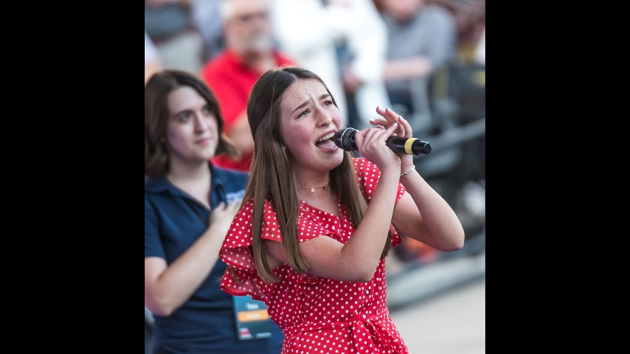 Ava Hoekstra (age 14) | national anthem | REO Speedwagon - Ed Kenley ...