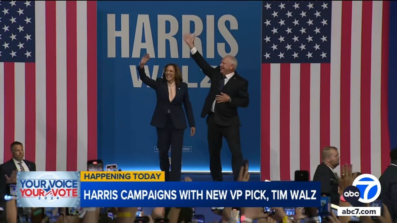 Kamala Harris hits campaign trail with VP pick Tim Walz - YouTube