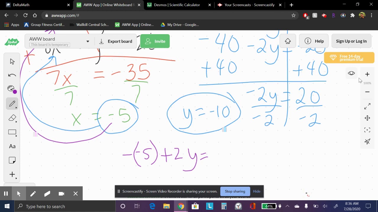 DeltaMath Algebra 1: Elimination (Level 1) - YouTube