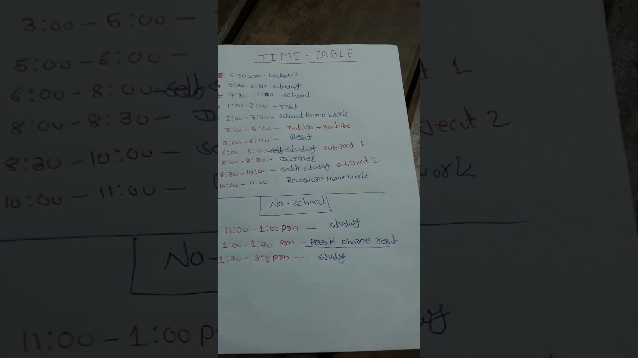 time table class 9th 10th 12th - YouTube