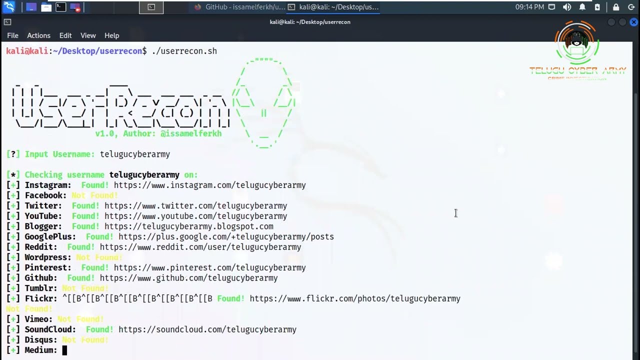 How to Install use and Run UserRecon Tool | Kali Linux 2022 | Telugu - YouTube