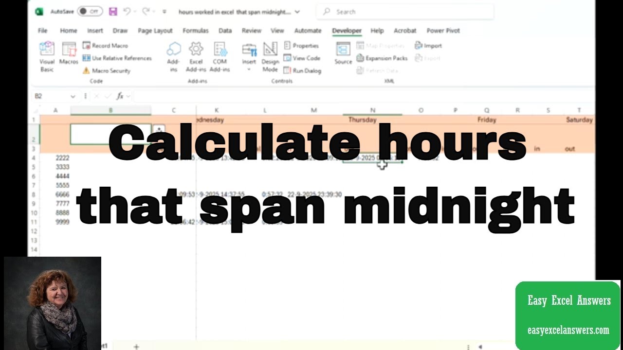 How to calculate hours worked in Excel that span midnight - YouTube