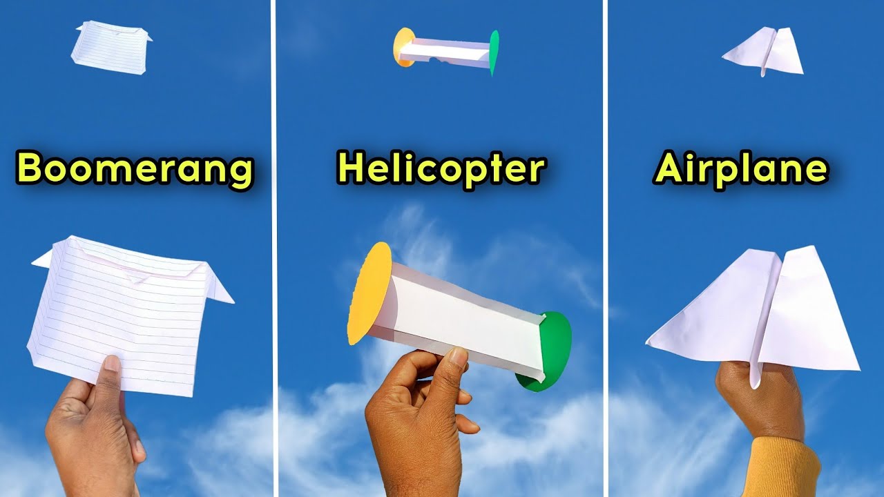 new 3 paper flying helicopter, how to make best 3 plane, flying paper ...