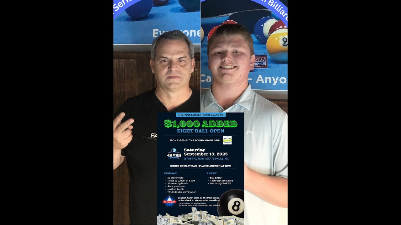 Clint Clark vs Joe Hyatt Jr - 8 Ball Tournament - Third Round - Points ...