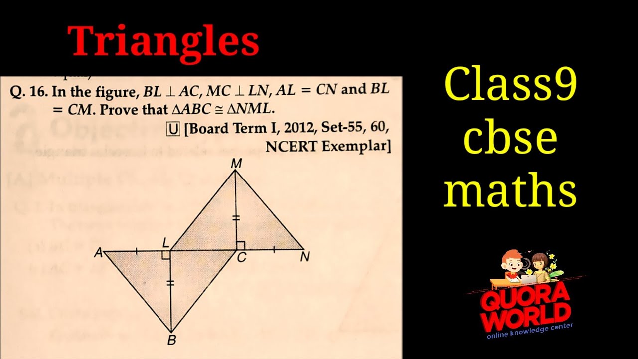 Triangles || Class9 cbse maths || Oswal sample paper - YouTube
